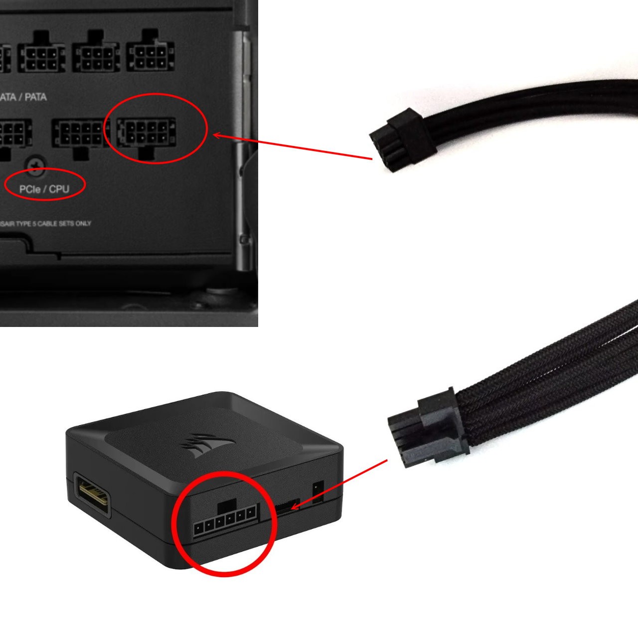 PCIe Single Sleeved Custom Modular Cable for Corsair iCUE LINK System ...
