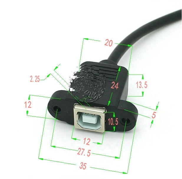 Mini Usb To Usb Type B Extension Cable With Panel Mounts Black Moddiy