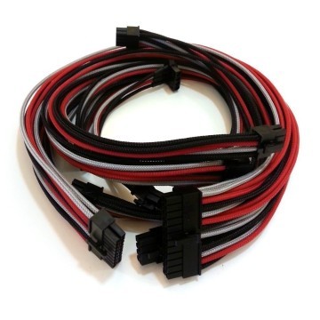 Custom Single Sleeved Modular Cables Red Black Grey for Seasonic - MODDIY