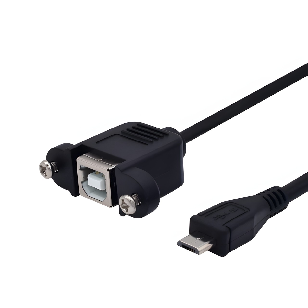 Micro USB to USB Type B Extension Cable with Panel Mounts Black - MODDIY