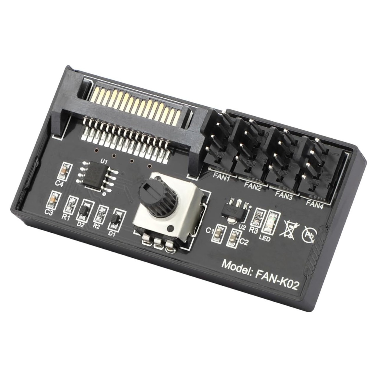 12V 4 Pin PC Chassis PWM Fan Hub Speed Controller Powered by SATA - MODDIY
