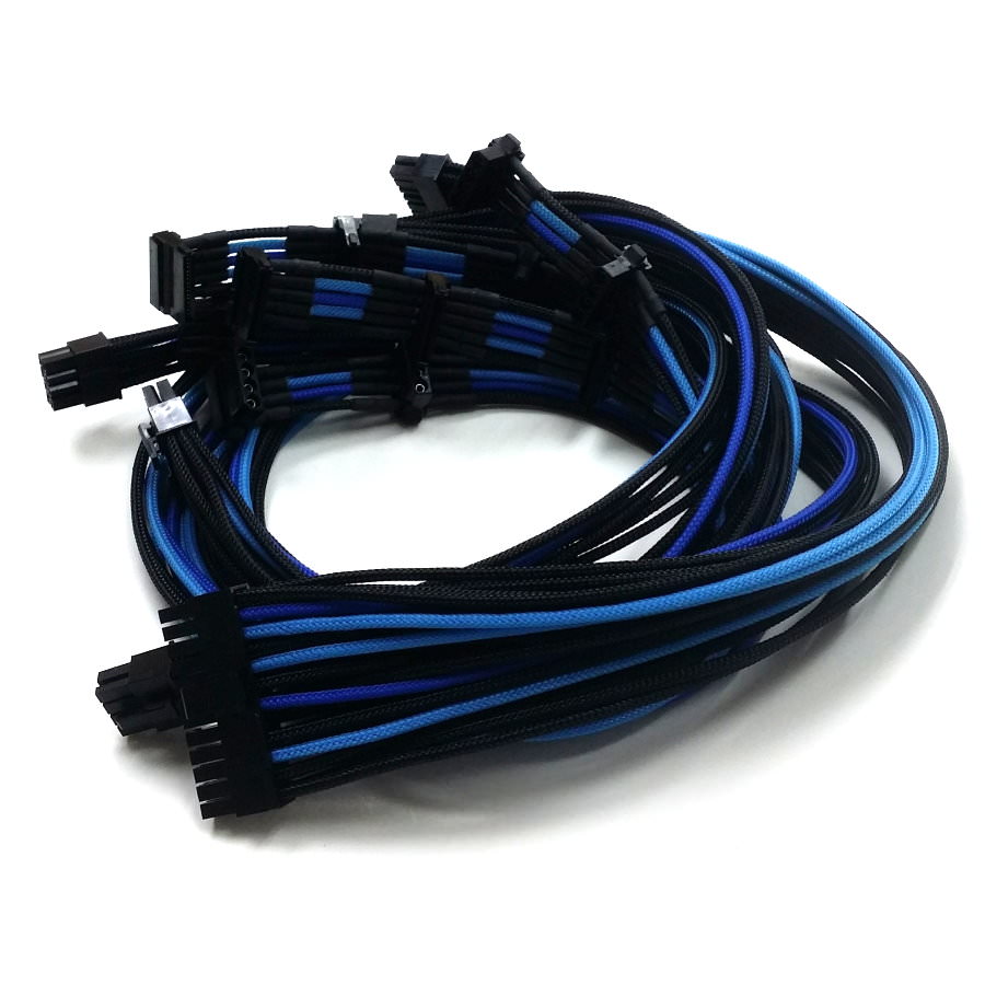Premium Tailor Made Modular Cables Set Black Blue Light Blue for ...