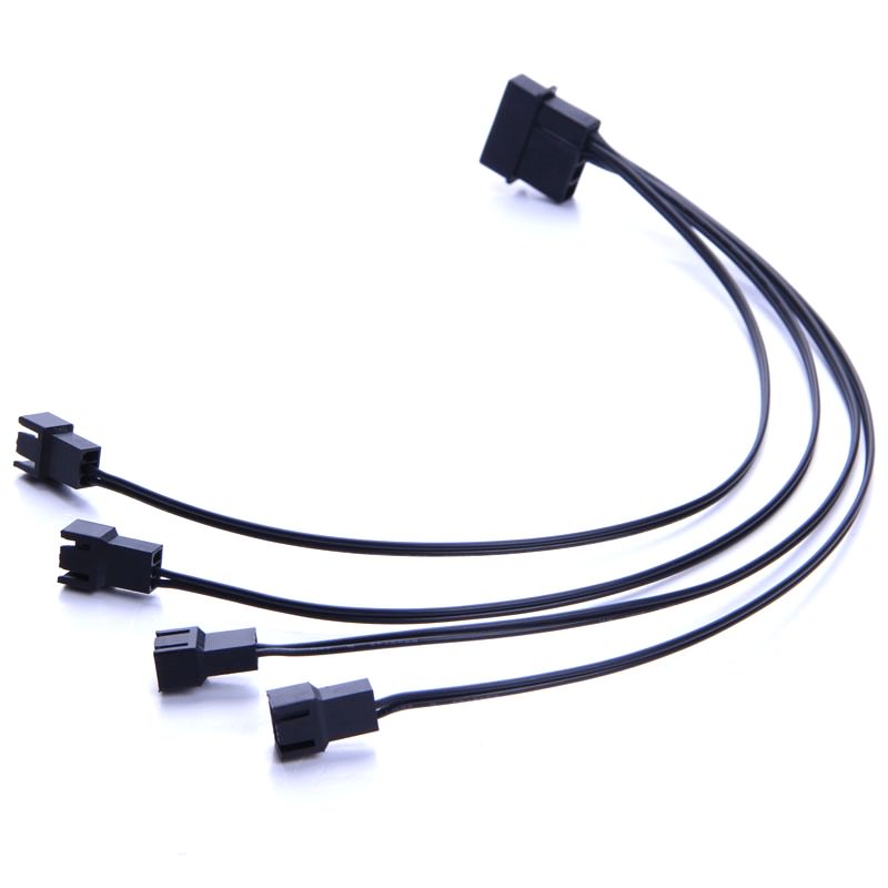 Corsair Style 4 Pin Molex to 4 x 3 Pin Fan Extension Ribbon Cable - MODDIY