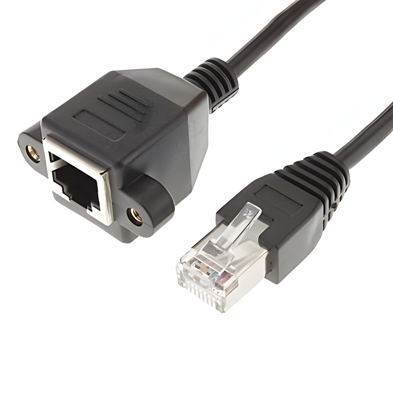 RJ45 Ethernet Extension Cable with Panel Mounts Black - MODDIY