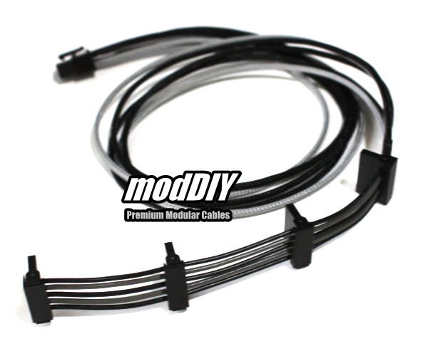 Single Sleeved PSU Modular Cables Set Black Grey for Seasonic - MODDIY
