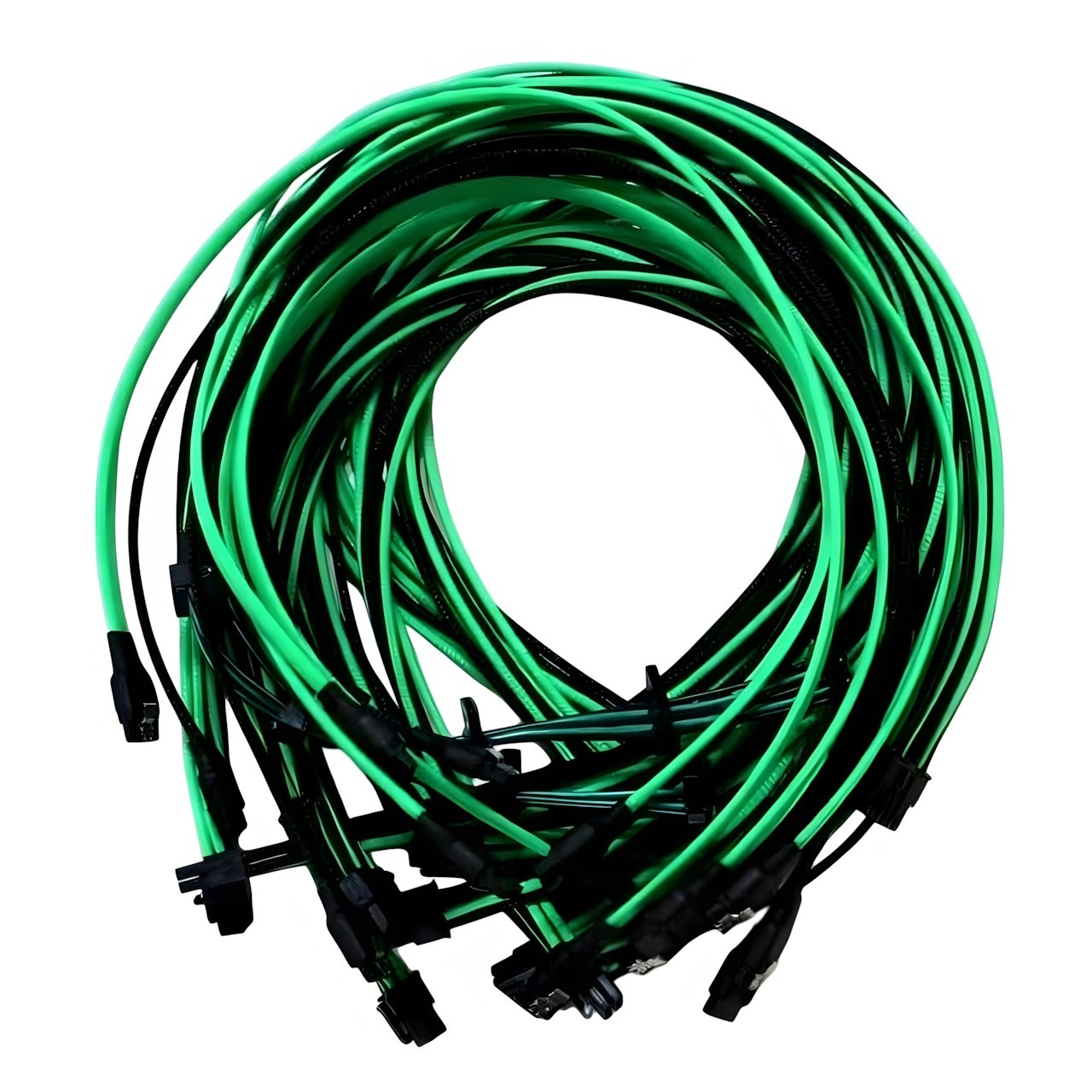 Single Sleeved PSU Modular Cables Set Black UV Green for Corsair - MODDIY