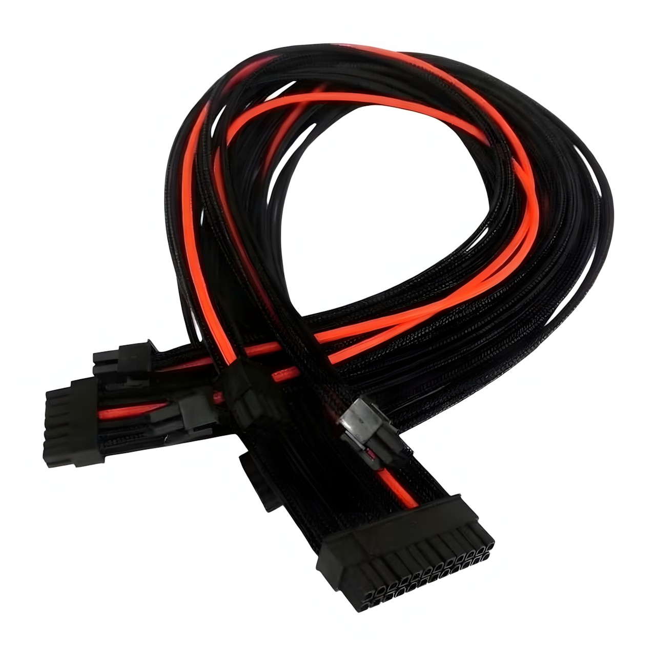 Premium Single Sleeved PSU Modular Cables Set Black Orange for Corsair ...