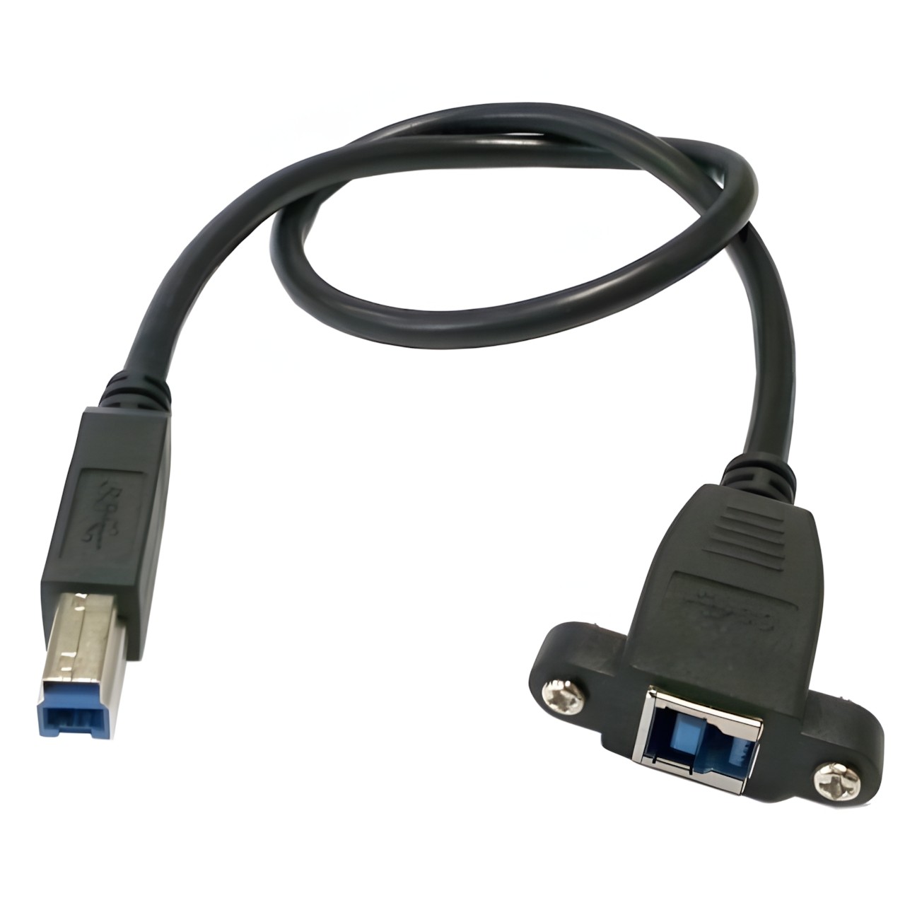 USB 3.0 Type B Extension Cable with Panel Mounts Black - MODDIY